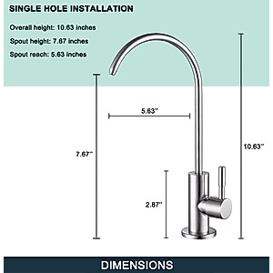 ESOW Kitchen Water Filter Faucet, 100% Lead-Free Drinking Water Faucet Fits Most Reverse Osmosis Units or Water Filtration System in Non-Air Gap, Stainless Steel 304 Body Brushed Nickel Finish
