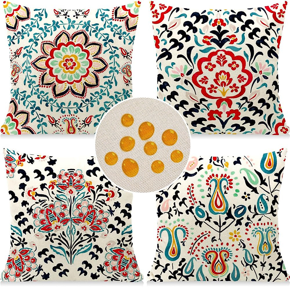 Cirzone Outdoor Pillows, Outdoor Pillow Covers 18x18 Set of 4 Waterproof Decorative Throw Pillow Covers Boho Decorations for Patio, Garden, Balcony