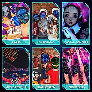 Ompusos LED Mask-Light Up Mask Bluetooth APP Gesture Sensing Halloween LED Mask adults, Digital Mask Costume Party Mask