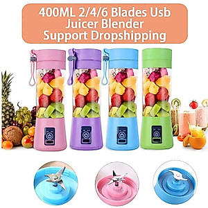 Generic Fresh Juice Portable Blenders and Mini Fruit Smoothie Milk-shake Mixer Bottle Blander Licuadora Portatil Juicer (Pink), Large