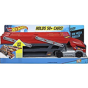Hot Wheels Playset with Hw MEGA Hauler Toy Truck & 1:64 Scale Car, Stores 50+ Vehicles, Expands to 6 Levels