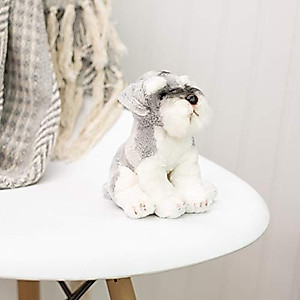 DEMDACO Schnauzer Children's Plush Beanbag Stuffed Animal Toy, Light Grey