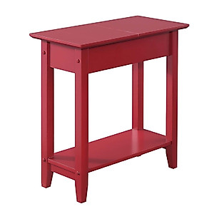 Convenience Concepts American Heritage Flip Top End Table with Shelf, 23", Cranberry Red