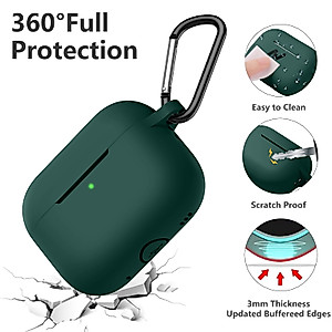 Lerobo for Airpods Pro 2nd Generation Case with Keychain & Lanyard Accessories for Airpod Pro Case Cover, Full Protective Silicone Skin for Apple Airpods Pro 2 Case, [Front LED Visible] Dark Green