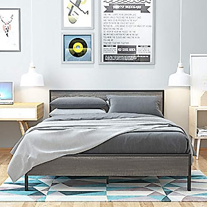 Weehom Metal Bed Frame Queen Size Bed with Lock Design Storage Bed Frame Mattress Foundation No Box Spring Needed/Under Bed Storage Black