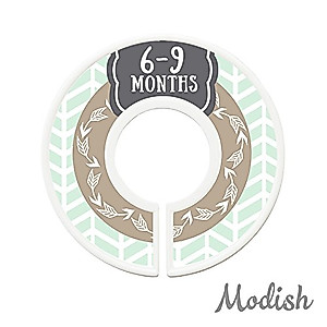 Modish Labels Baby Clothes Size Dividers, Baby Closet Organizers, Closet Size Dividers, Baby Closet Organizers, Clothes Organizer, Neutral, Boy, Girl, Woodland, Arrows, Nordic, Boho, Tan, Mint (Baby)