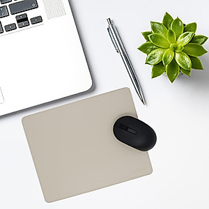 KINOPREV Leather Mouse Pad - Wood Mouse Pad with Stitched Edge,PU Non-Slip Mouse Pad,Double Side Mousepad,Waterproof Gaming Mouse Pad for Computers,Laptop,Office & Home,10.2" x 8.3",1 Pack (Beige)