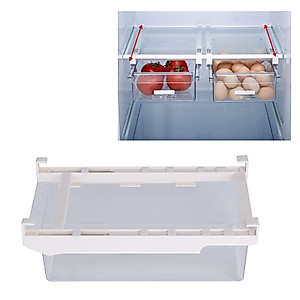 Fridge Drawer Organizer, Refrigerator Organizer Bins Pull Out Shelf Storage Transparent Organizer Fridge Shelf Holder Storage Box for Egg Fruit Vegetable Seafood Meat for Fridge Shelf Under