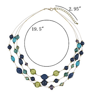 Coiris 3 Layers Illusion Wire Beaded Statement 19.5" Necklace for Women (N0005)