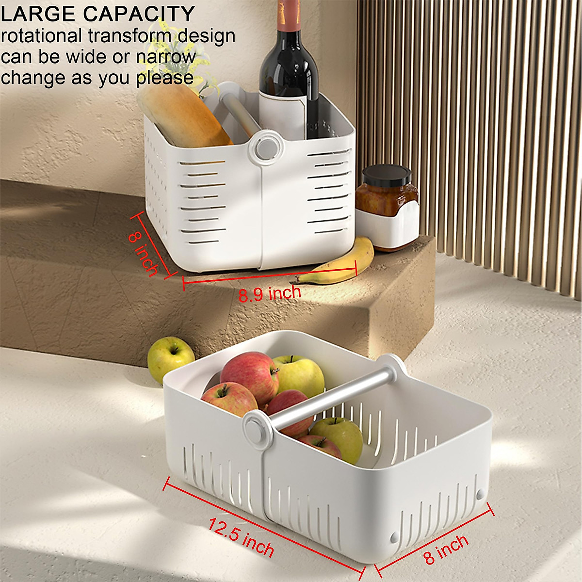 Domonic Home Shower Caddy Portable with Handle, Plastic Shower Caddy Dorm and Mesh Shower Caddy Set for College Dorm,Bathroom,Beach,Swimming,Gym, White