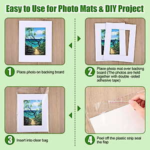 Tenceur 30 Sets Mixed Size Pre Cut Picture Mat Board Kit Includes 30 Picture Frame Mats White Core Bevel Cut Mattes 30 Backing Board 30 Clear Seal Bags for Photo Art Prints Artwork Certificate, 3 Size