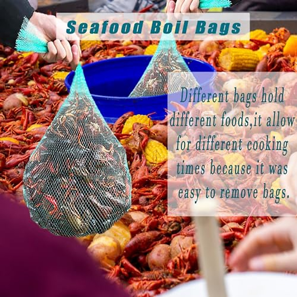 STAYWILD 100 PCS Onion Potato Garlic Storage Bag-20 Inch Seafood Boil Bags | Fruit Vegetables Reusable Mesh Produce Storage Bags | Mesh Cooking Boil Bags for Crab Clam Shellfish Crawfish