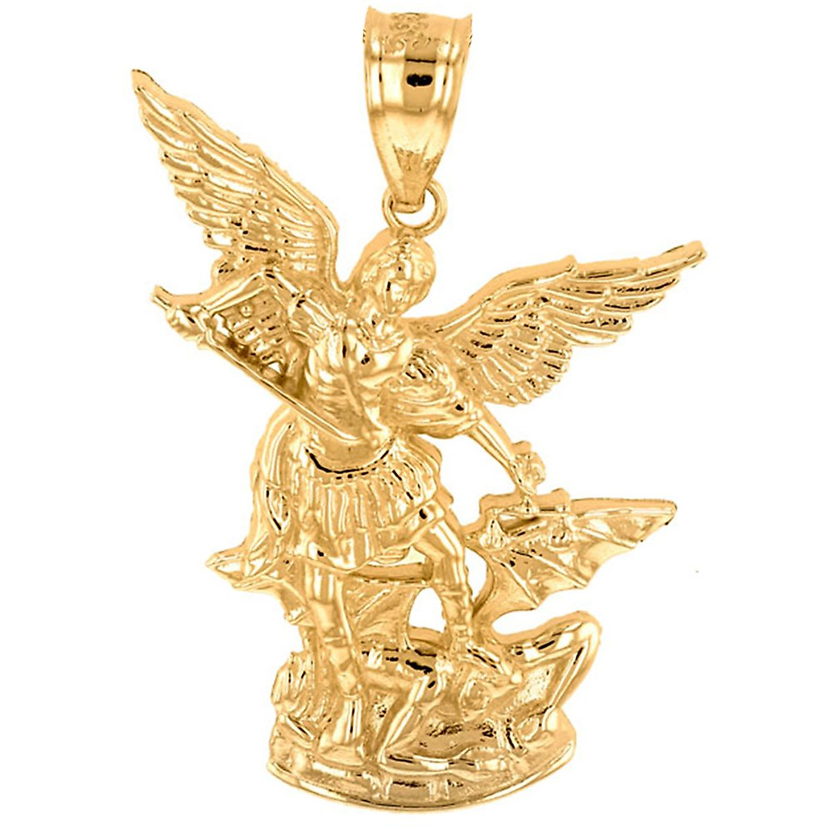 14K Yellow Gold Saint Michael The Archangel Pendant w/Bail