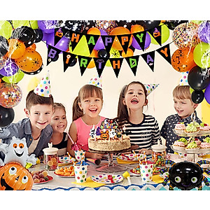 Halloween Birthday Party Decorations Halloween Themed Birthday Party Decorations with Halloween Birthday Banner Halloween Birthday Cake Topper for Kids Halloween First Birthday Decorations Halloween