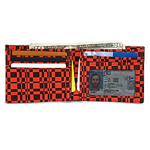 Eddie Bauer Men Signature Bifold Passcase Wallet (Available in Cotton Ripstop Nylon), Canvas Print-Red, One Size