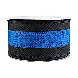 Black and Blue Wired Ribbon - 2 1/2" x 10 Yards, Police Support, Veteran's Day, Law Enforcement Appreciation, Thin Blue Line Awareness, Birthday, Fundraiser, Ceremony, 4th of July