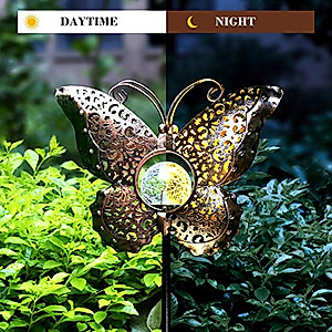 newvivid Outdoor Solar Garden LED Light, Solar Butterfly Metal Lights Decoration Housewarming Gifts for Women Mom, Garden Stake Light for Pathway Yard Lawn Patio Landscape Decor (1 Pack)