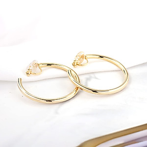 YOQUCOL 4.0CM(1.57in) Gold Round Clip On Hoop Earrings Non Pierced Ears Hoops for Women