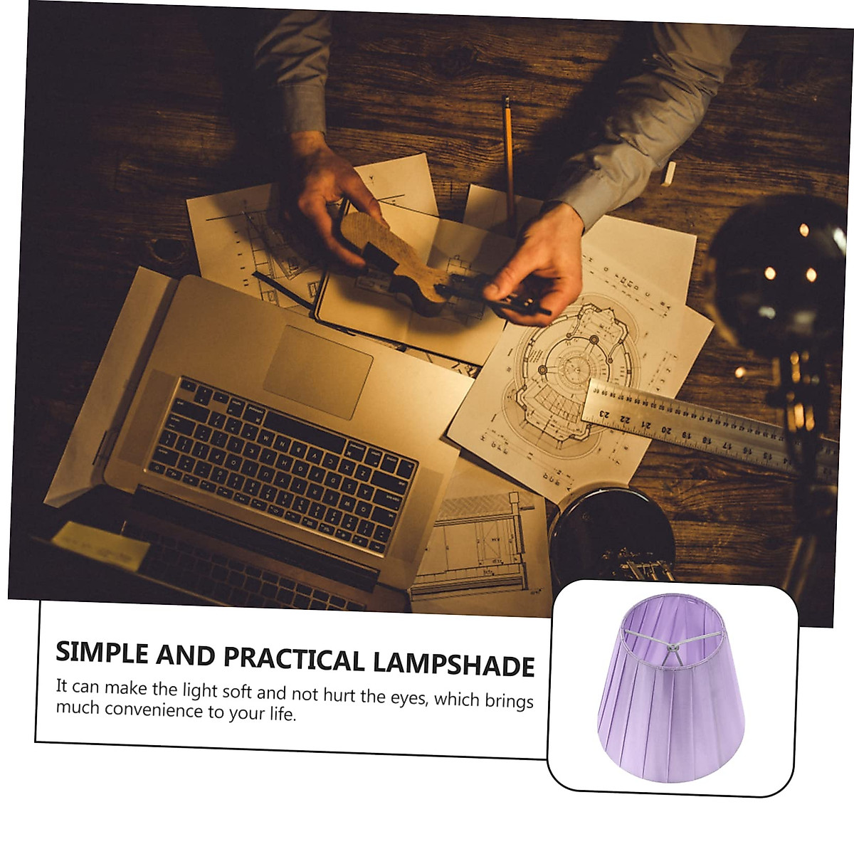 Purple Fabric Drum Lamp Shade for Table Lamps - Clip-on, 5.5x3.5x4.9 Inch