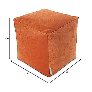 Majestic Home Goods Orange Villa Indoor Bean Bag Ottoman Pouf Cube 17" L x 17" W x 17" H