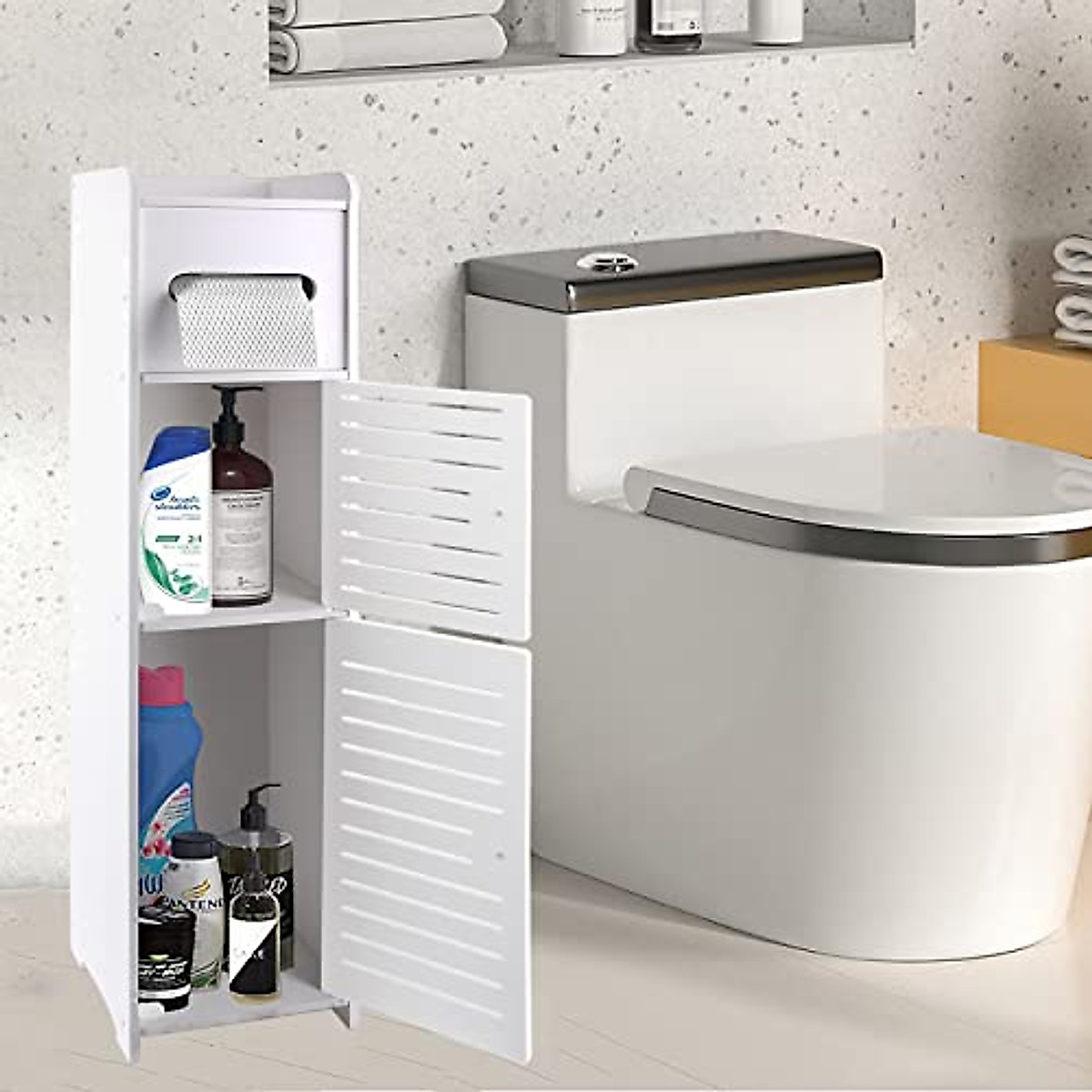 WITSJYA Small Bathroom Storage Cabinet, Upgrade L7.8 x W7.8 x H31.5 Bathroom Organizer, Narrow Bath Sink Organizer, Towel Storage Shelf for Paper Holder