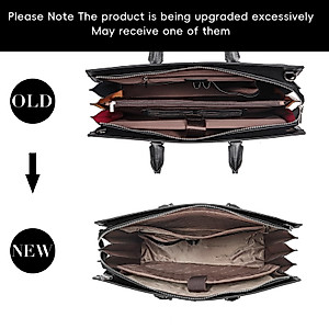 CLUCI Leather Briefcase for Women Laptop 15.6 Inch Professional Business Work Ladies Computer Handbag Shoulder Bag Black