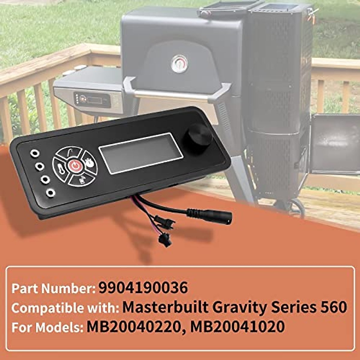9904190036 Controller Compatible with Masterbuilt Gravity Series 560 Digital Charcoal Grill + Smokers, Digital Control Panel for Model: MB20040220, MB20041020 Replacement Part