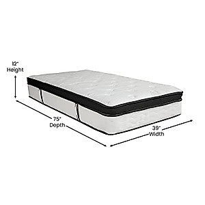 Flash Furniture Capri Comfortable Sleep 12 Inch CertiPUR-US Certified Memory Foam & Pocket Spring Mattress, Twin Mattress in a Box White