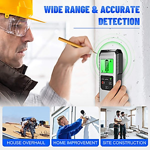 Stud Finder Wall Scanner Detector - Upgraded 6 in 1 Electronic Sensor Wood Wall Detector Beam Finder for Drywall Joist Pipe Live AC Wires Metal with Magnetic/Non-Magnetic, LCD Display & Sound Warning