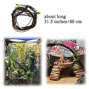 MUYG 4 PCS Bearded Dragon Hammock, Lizard Lounger Reptile Natural Seagrass Hammocks Climb Vines Plant Decoration Terrarium Accessories for Lizards Chameleon Gecko Snakes Crown Geckos