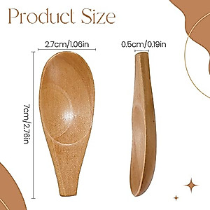NUOMI 4 Pack Wooden Scooper Solid Wood Spoon Mini Salt Scoop with Short Handle for Loose Tea Leaves, Coffee Beans, Candy, Milk Powder, Spice, Natural Color