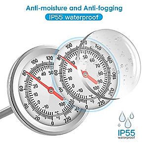 GZBEVITAR Compost Aerator, Compost Turner and Mixing Tool - Crank Manual Tiller for Outdoor Composting, Rotating Drill Bit for Easy Aeration, Thermomter Included