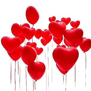 BinaryABC Red Heart Shaped Latex Balloons,Valentine's Day Engagement Wedding Party Decorations,10Inch,50Pcs(Red)