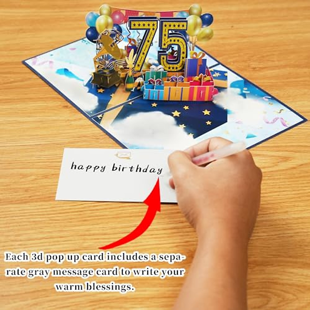 GREETING ART 75th Birthday Card for Dad Mom Grandma Grandpa,75th Birthday Party Decorations,75 Years Anniversary Card for Women and Men,75 Years Old Birthday Gifts