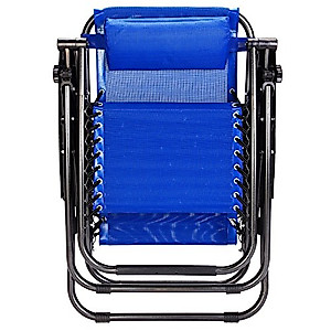 2-Pack Zero Gravity Outdoor Lounge Chairs Patio Adjustable Folding Reclining Chairs with Cup/Drink Utility Tray & Cell Phone Holder Blue