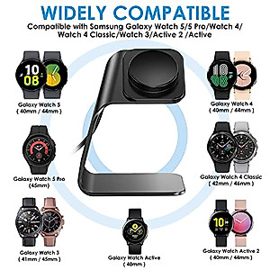 NANW Charger Dock Compatible with Samsung Galaxy Watch 5/5 Pro/Watch 4/Watch 4 Classic/Watch 3/Active 2 /Active, USB Replacement Charging Cable Dock Stand Accessories for Galaxy Watch 5/5 Pro,Black