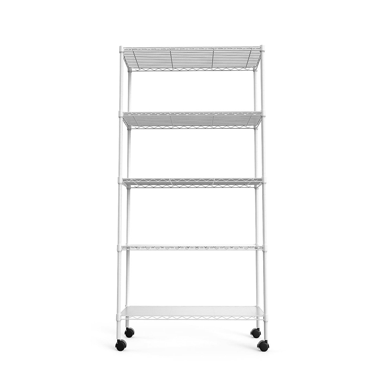 5 Tier NSF Metal Shelf Wire Shelving Unit, 60" H x 30" L x 14" D - 750lbs Capacity Heavy Duty Adjustable Storage Rack with Wheels & Shelf Liners for Closet Kitchen Garage Basement and More - White