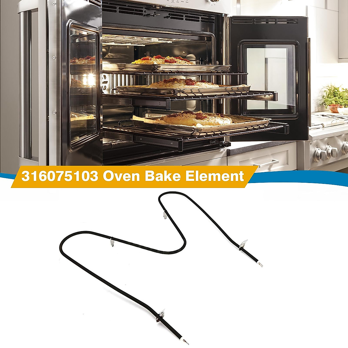 DPD 316075103 Oven Heating Element Range Bake Element for Frigidaire Kenmore, Replaces 316282600, 09990062,316075100, 316075102, 316075104, 3203534, AH2332301, EA2332301, F83-455, PS438018,AP2125026