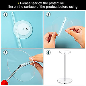2 Set Clear Acrylic Hat Stand and Wig Display Rack Hat Stands for Display Hat Pedestal Stand Round Barbell Pedestal Display Riser Wig Display Holder for Hat Watch(12 Inch in Height, Round Bottom)