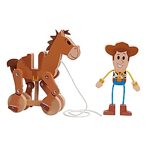 Disney Pixar Wooden Toys Toy Story Woody & Bullseye Pull-Along Toy, Kids Toys for Ages 18 Month, Amazon Exclusive by Just Play