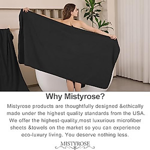 Mistyrose 8 Piece Oversized Bath Towels Set for Family, Soft Black Bathroom Towels Set Quick Dry，Microfiber Super Absorbent Towels for Hotel Beach Spa Gym - 2 Bath Sheet 2 Hand Towels 4 Washcloths