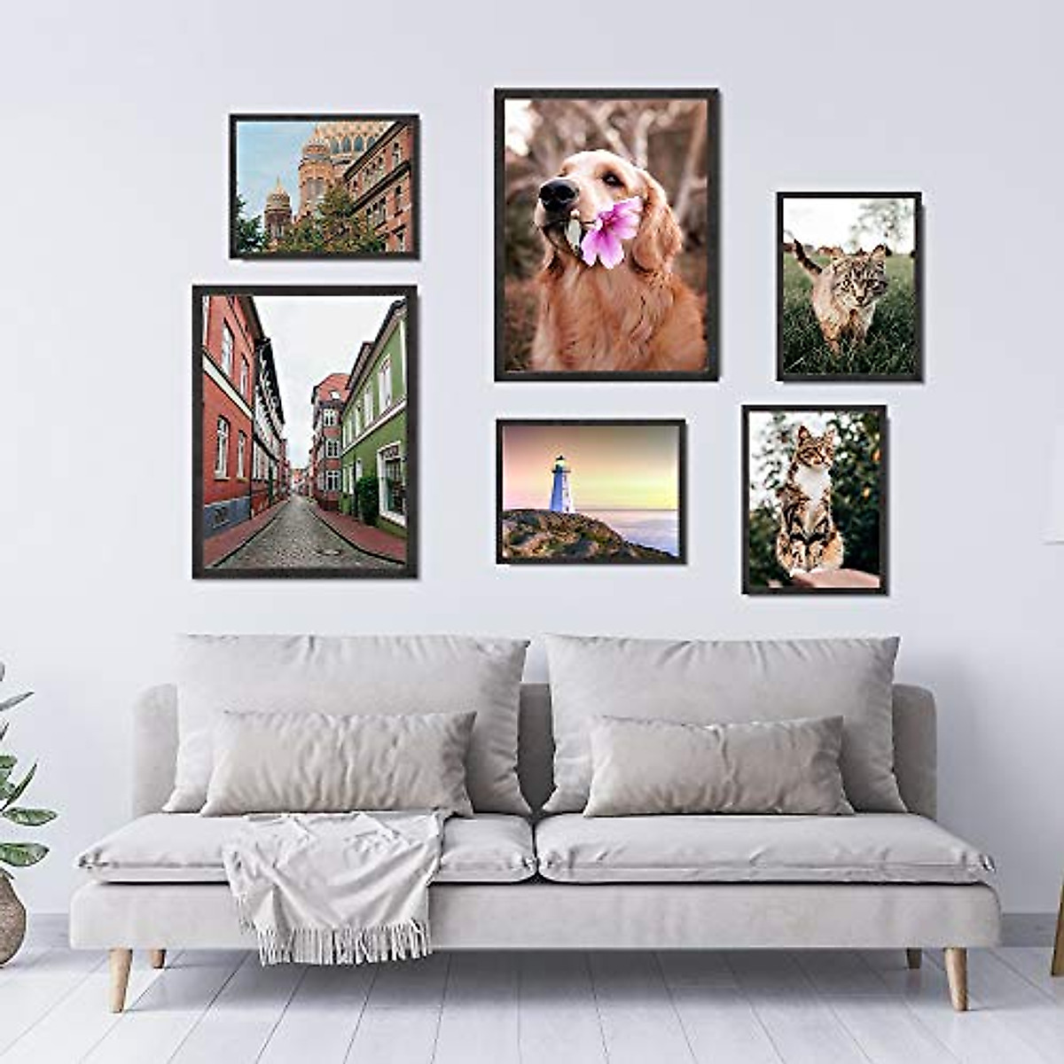 Sindcom 16x20 Poster Frame 3 Pack, Picture Frames with Detachable Mat for 11x14 Prints, Horizontal and Vertical Hanging Hooks for Wall Mounting, Charcoal Gray Photo Frame for Gallery Home Décor