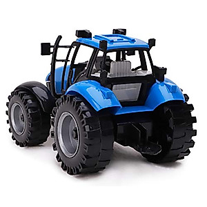 Toyland® Friction Powered Farm Tractor with Trailer - Childrens Farm Toys (Blue Tractor & Trailer)