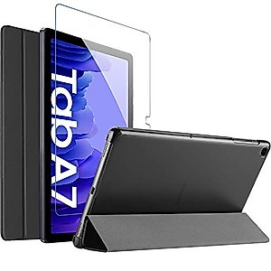 ProCase Smart Case for Galaxy Tab A7 10.4" 2022 2020(SM-T500/T503/T505/T507/T509) with Tempered Glass Screen Protector, Slim Stand Hard Shell Protective Smart Cover for Galaxy Tab A7 10.4 Inch -Black