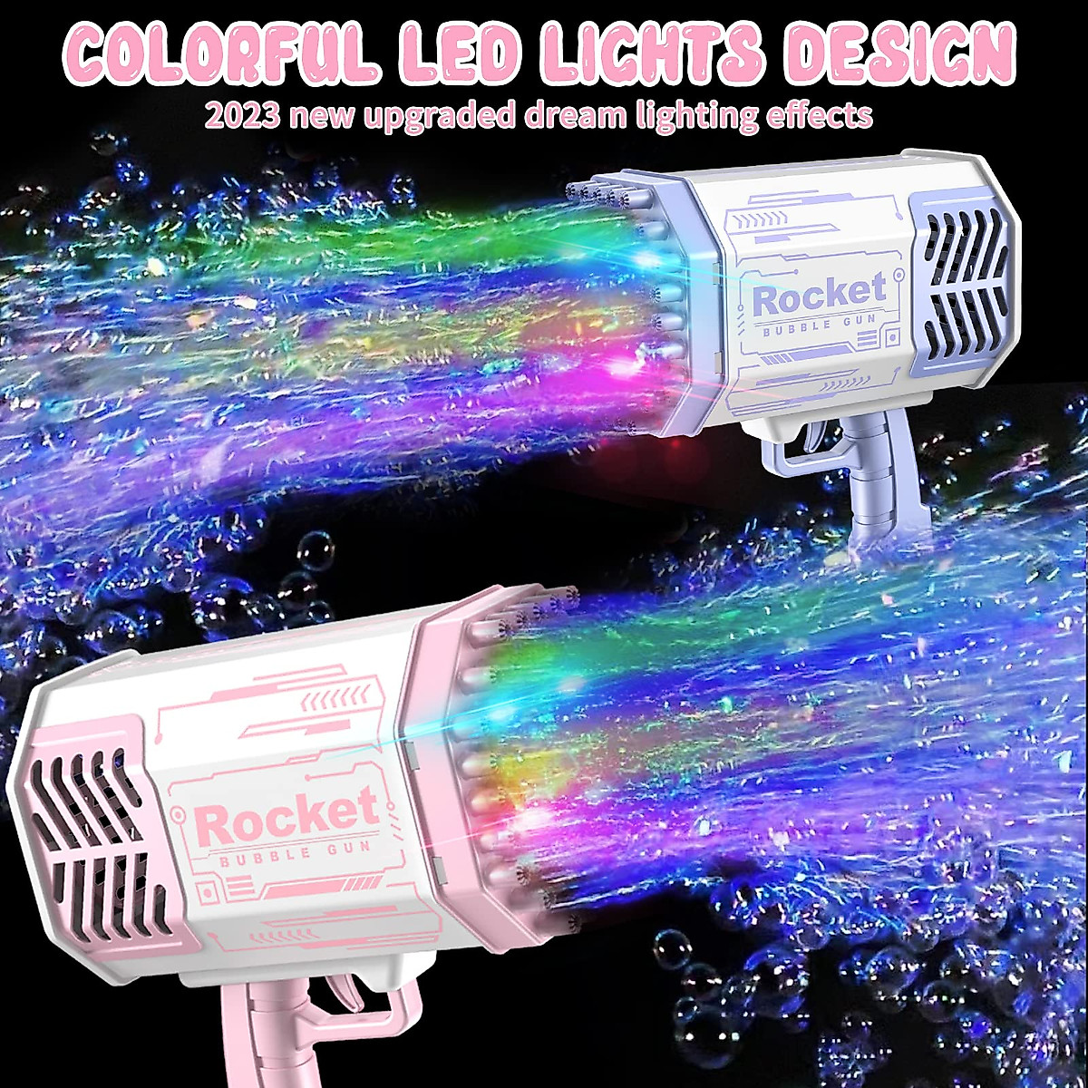 Bubble Machine Gun - 69 Holes with Colorful Lights