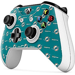 Skinit Decal Gaming Skin Compatible with Xbox One S Controller - Officially Licensed NFL Miami Dolphins Blitz Series Design