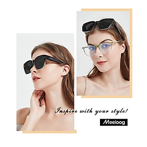 Meeloog Large Polarized Fit Over Glasses Sunglasses For Women Men, Oversized Trendy Square Shades For Driving Riding MST0110 (P1 Gradient Black Frame/Black Lens)