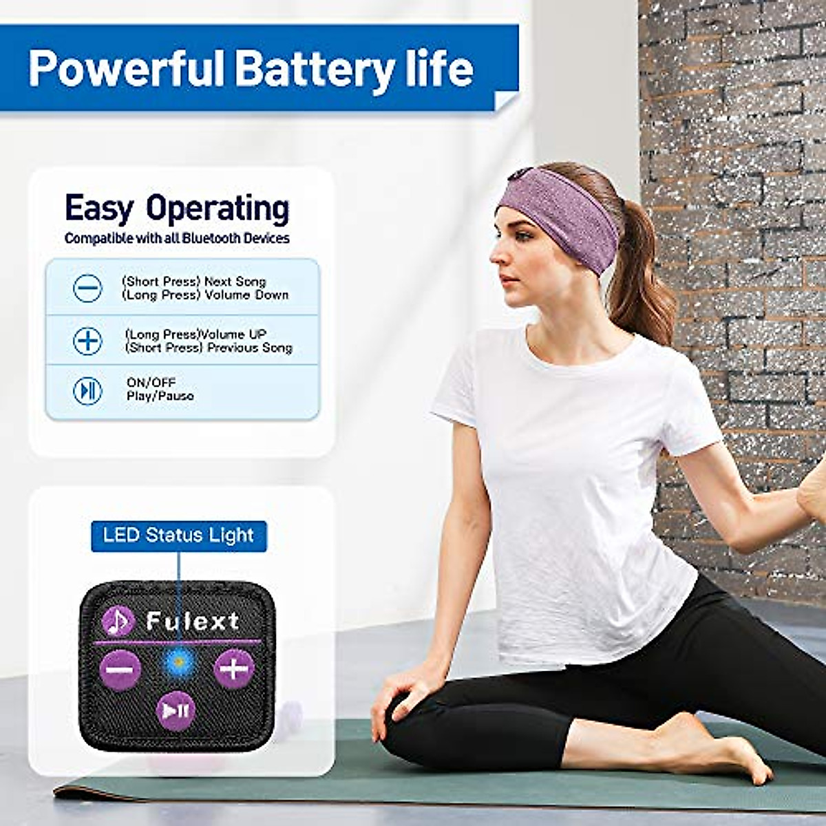 Perytong Sleep Headphones, Bluetooth Sports Headband Headphones with Ultra-Thin HD Stereo Speakers Perfect for Sleeping,Workout,Jogging,Yoga,Insomnia, Air Travel, Meditation