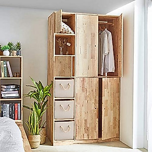 BeigeSwan Foldable Bamboo Fabric Storage Bins [set of 4] with Cotton Rope Handles, Collapsible Organizer Boxes Basket - 10.5 x 10.5 x11 inch (Beige)