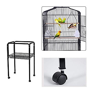 YJJT Bird House Pole Bird Cages for Parakeets - Black Bird Nest Aviary Habitat for Outside Hanging - Bird Bath for Cage Indoor Breeding Fun, Spacious Enough, Easy to Clean, Decor Metal Wall